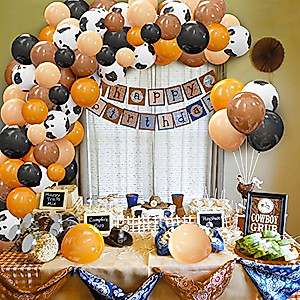 130pcs Party Cow Balloons Garland Arch Kit - Mixed Brown Black Cow Print Balloons for Western Cowboy Cowgirl Themed Party Baby Shower Farm Birthday Party Decoration Supplies