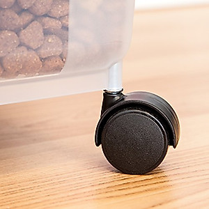 IRIS USA WeatherPro Airtight Dog Food Storage Container, Up to 25 lbs, Removable Wheels, for Dog Cat Bird and Other Pet Food Storage Bin, Keep Fresh, Translucent Body, Clear/Black