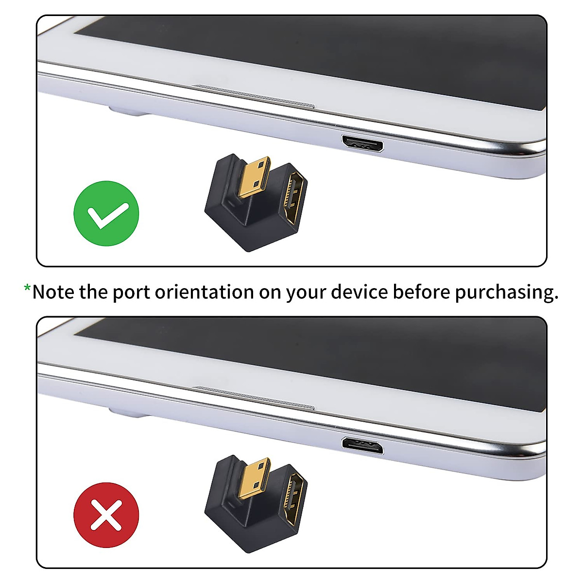 Duttek 180 Degree Mini HDMI to HDMI Adapter 8K, U Shaped HDMI to Mini HDMI Adapter 48Gbps UHD Down Angle Mini HDMI Male to HDMI Female Extender Converter for Cameras, Projectors 2 Pack