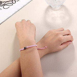 Jewenova Custom Photo Projection Pink Bracelet with Picture Inside, Photo Bracelet Customized Picture, Circle Photo Bracelet Personalized Gifts for Women Men Couple