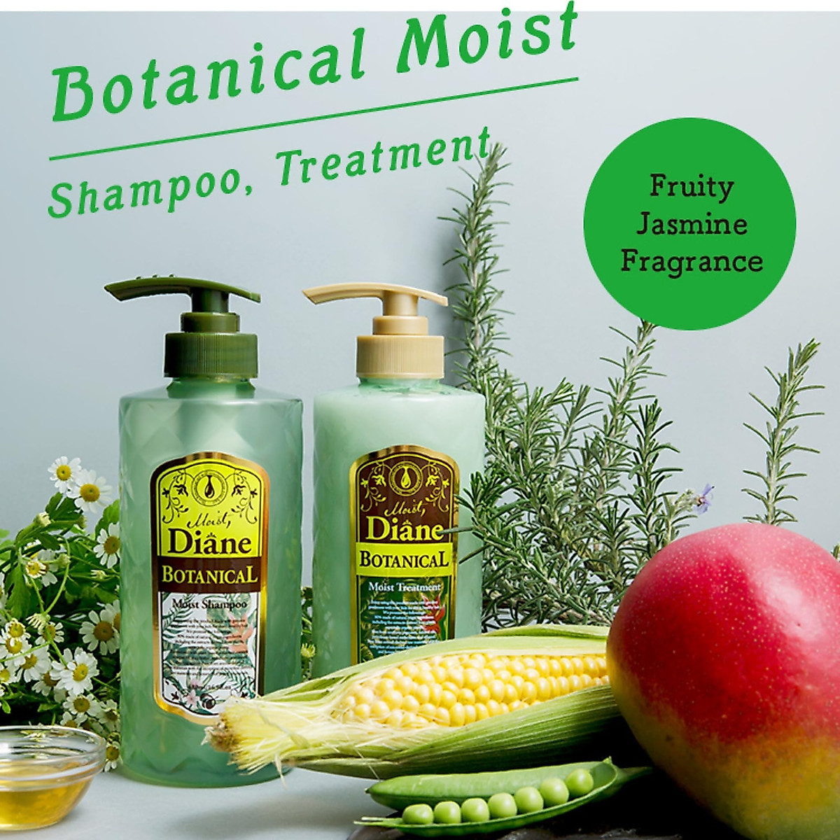 Moist Diane Natural & Organic Moisturizing Hair & Scalp Shampoo with Pump for Women & Men, Japanese Haircare Products for Dry, Damaged, Colored, Curly, Oily Hair, Botanical Moist 16.2 Fl Oz/480ml