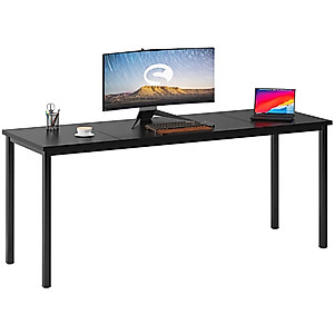 soges 70.8 Inch Stylish Computer Desk, Large Executive Office Desk, Simple Study Writing Desk, Workstation Business Furniture for Home Office, Black