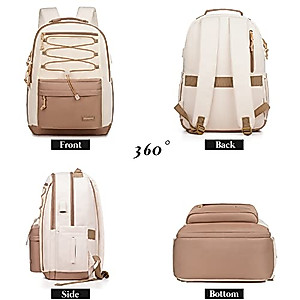 MOMUVO Classic Backpack for Women, Lightweight High School Bookbag for Teens Girls, Waterproof 15.6 Inch Laptop Bag with USB Charging Port for College Work Travel Trip