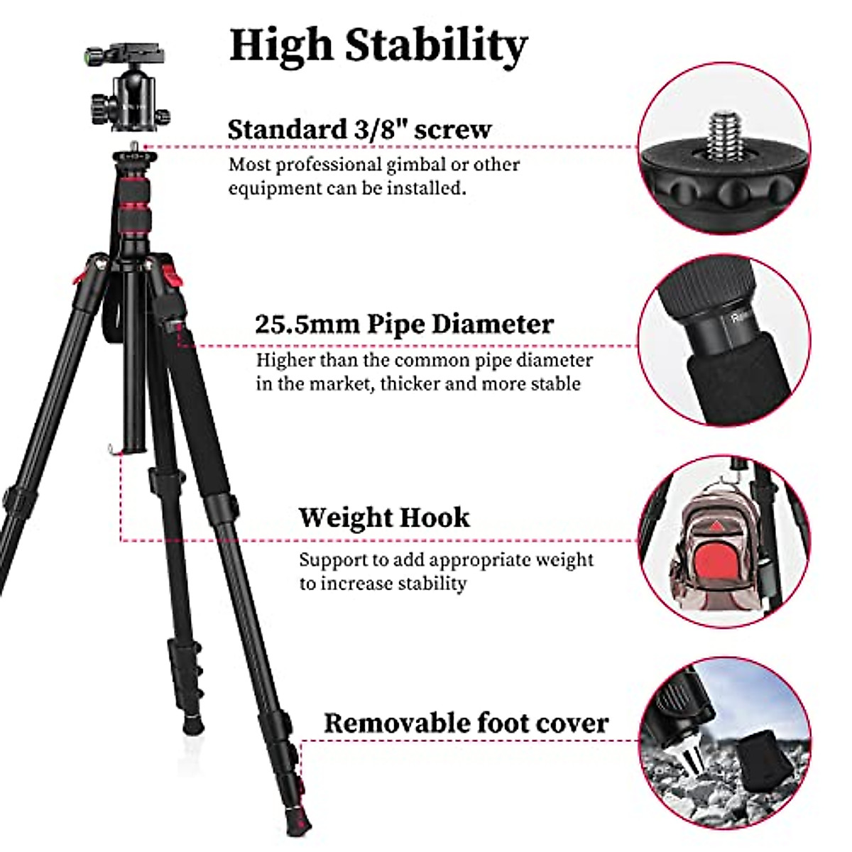 Tripod for Camera, Victiv 81 inch Professional Camera Tripod Monopod, Aluminium DSLR Tripod Heavy Duty for Travel with 360 Degree Ball Head and Phone Mount, Compatible with Canon Nikon Sony