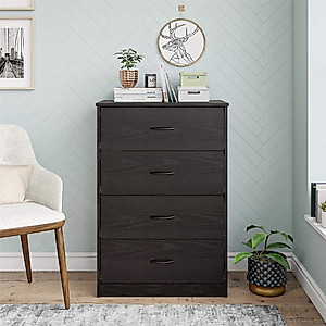 Ameriwood Home Everly Tall 4-Drawer Dresser, Black Oak