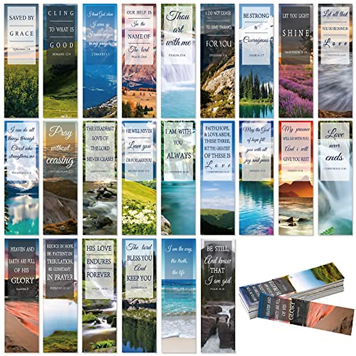 72 PCS Bible Verse Bookmarks with Full Scripture , Inspirational Christian Markers, Book Motivational Encouragement Landscape Page Clip Presents for Men Women Students Teachers School Office Supplies