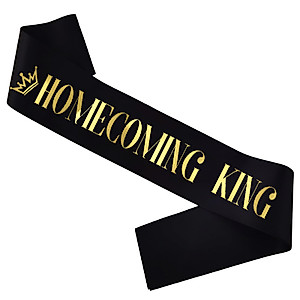 MUMUNN 2 PCS Homecoming King and Homecoming Queen Sashes, Homecoming Party Prom Sashes School Party Favors Decorations, Black and Gold