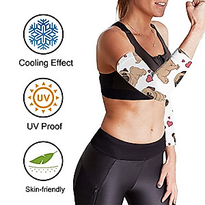 Women UV Sun Protection Arm Sleeves 1 Pair, Sun-protective Cooling Sleeves Funny Cartoon Pug, Arm Cover Shield for Men Cycling Golf Hiking Running Outdoor Sports L