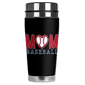Mugzie 20 Ounce MAX Stainless Steel Travel Mug with Wetsuit Cover - Baseball Mom