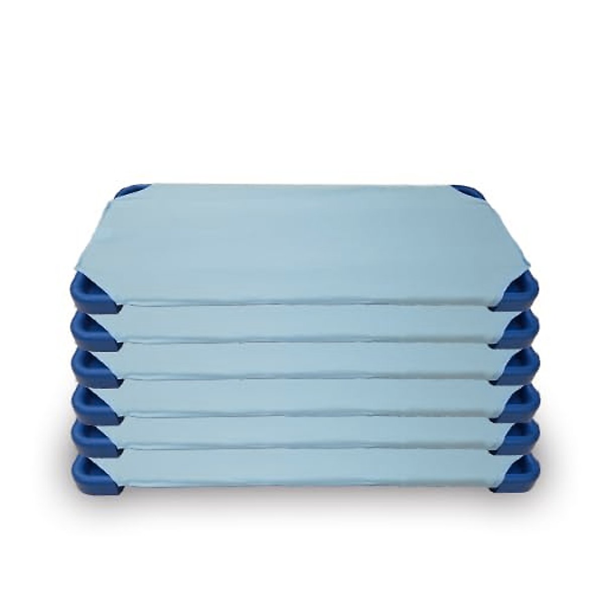 ROLLEE POLLEE Cot Sheet 6-Pack with Elastic Loops for Extra Security, 23" x 52" Standard Size, Super Soft and Durable Microfiber, Perfect for Preschool and Daycare (Blue, 6-Pack)