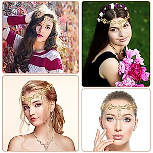 Gonioa Head Chain Jewelry Headband Crystal Bohemian Hair Accessories with Peal Women Head Chains Forehead Chain Rhinestone Headpieces with Drop Pendant