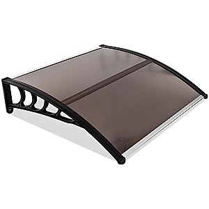 JOYSAND 40"x40" Window Door Awning, Polycarbonate Entry Door Outdoor Patio Awning Canopy, Front Door Awning for Sun Shutter, UV, Rain and Snow Protection, Hollow Sheet