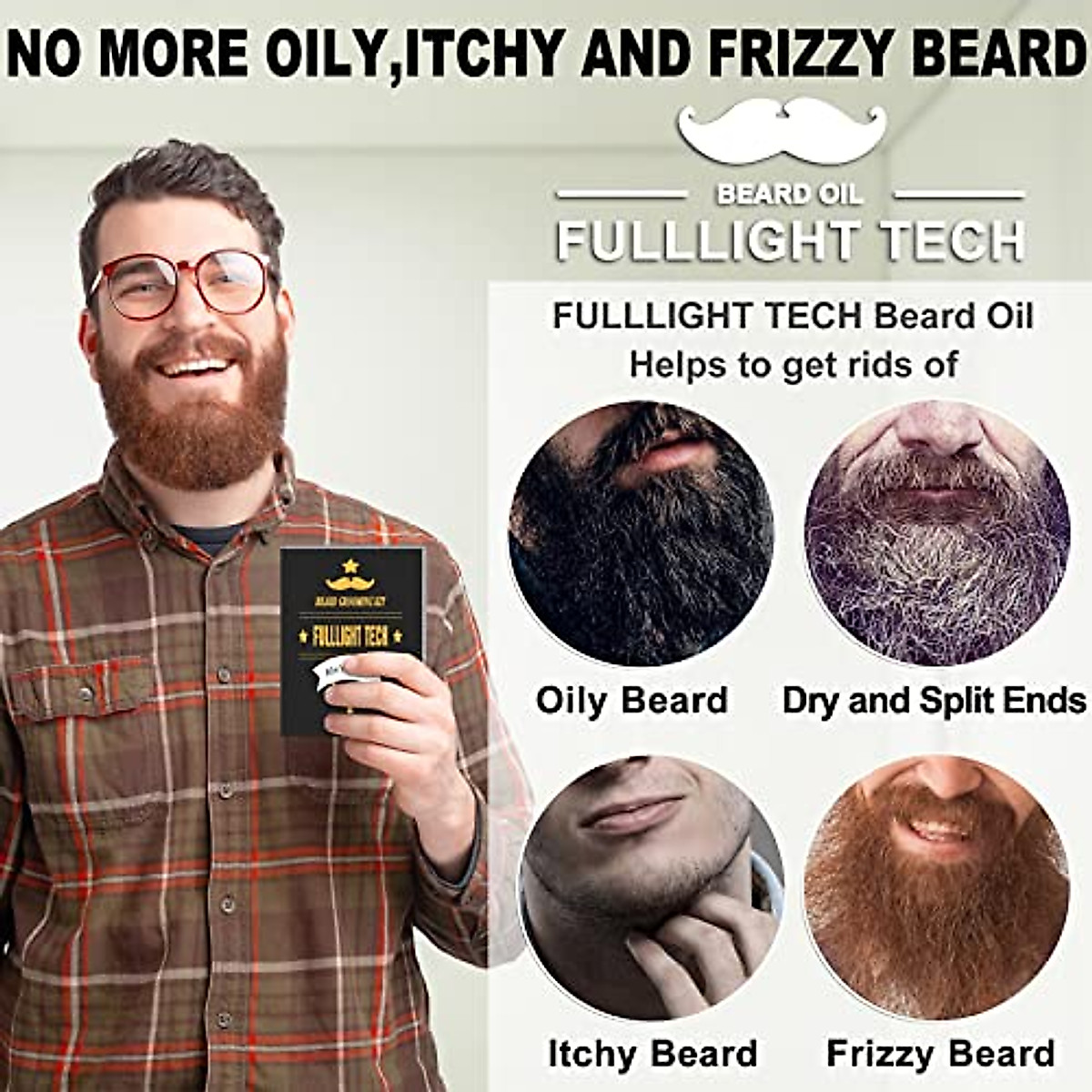 2 Pack Beard Oil for Men Growth 100% Natural Argan Oil,Jojoba Oil Leave in Conditioner Softener for Mustache Grooming Moisturizing