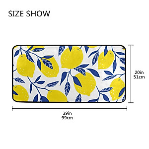 AGONA Anti Fatigue Kitchen Mat Tropical Fruits Yellow Lemons Kitchen Floor Mat Soft Standing Mats Absorbent Area Rugs Non Slip Kitchen Rugs Bath Rug Runner Carpet for Home Decor Indoor Outdoor