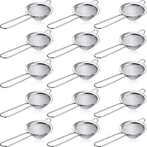 Yungyan 15 Pieces Tea Strainers Cocktail Strainer 3.3 Inches Stainless Steel Fine Mesh Tea Strainer Colander Conical Food Loose Practical Tool, Silver (Silver)