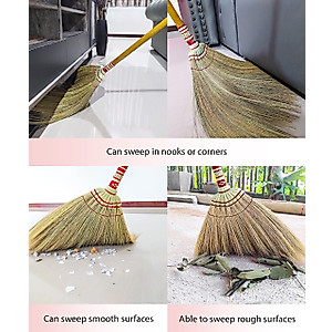 Indoor Grass Broom 40 Inch with Bamboo Handled Brooms for Floor Cleaning, Smooth & Hard Floor - Sweeping Tool Unique Handmade Craft Broom Design for Home, Kitchen, Office, Courtyard, Tiled Floor