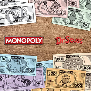 Monopoly: Dr. Seuss | Buy, Sell, Trade Dr. Seuss Books | Collectible Classic Monopoly Game Featuring Custom Game Board & Artwork | Officially-Licensed Dr. Seuss Game & Merchandise