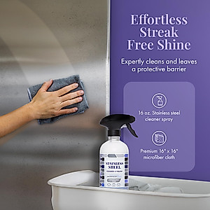 Therapy Stainless Steel Cleaner Kit - Plant-Based, Solvent-Free, Natural Essential Oils - Removes Fingerprints, Water Marks, Residue and Grease from Appliances (Single)