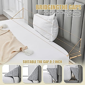 DECMAY Queen Bed Wedge Pillow for Headboard,Detachable Memory Foam Bed Gap Filler Queen Size,Close The Gap (0-7") for Headboard and Mattress(Gray,60 x10 x7In)