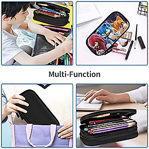 Youth Pencil Case, Cartoon Hedgehog Double Zipper Storage Bag Unisex