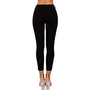 Wax Jean Women's 'Butt I Love You' Push-Up High Rise Destructed Capri Jeans in Heritage Denim Fabric, Black, 7