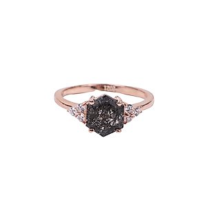 Natural Hexagon Rutile Ring Engagement Cluster Ring Women Wedding Jewelry Simple Quartz Ring Statement Gift For Women BY KANISHKA GEMS JEWELS