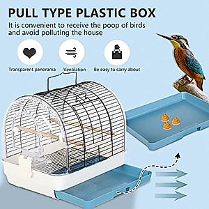 BestPet Bird Carrier Travel Cage with Perch Lightweight Bird Travel Bag Outdoor Gear Portable Transparent Parrot Carring Case Small Pet Travel Cage for Birds Cocktails Parakeets Conures,Light Blue