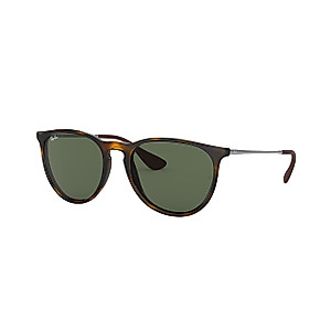 Ray-Ban RB4171 Erika Round Sunglasses, Light Havana/Dark Green, 54 mm