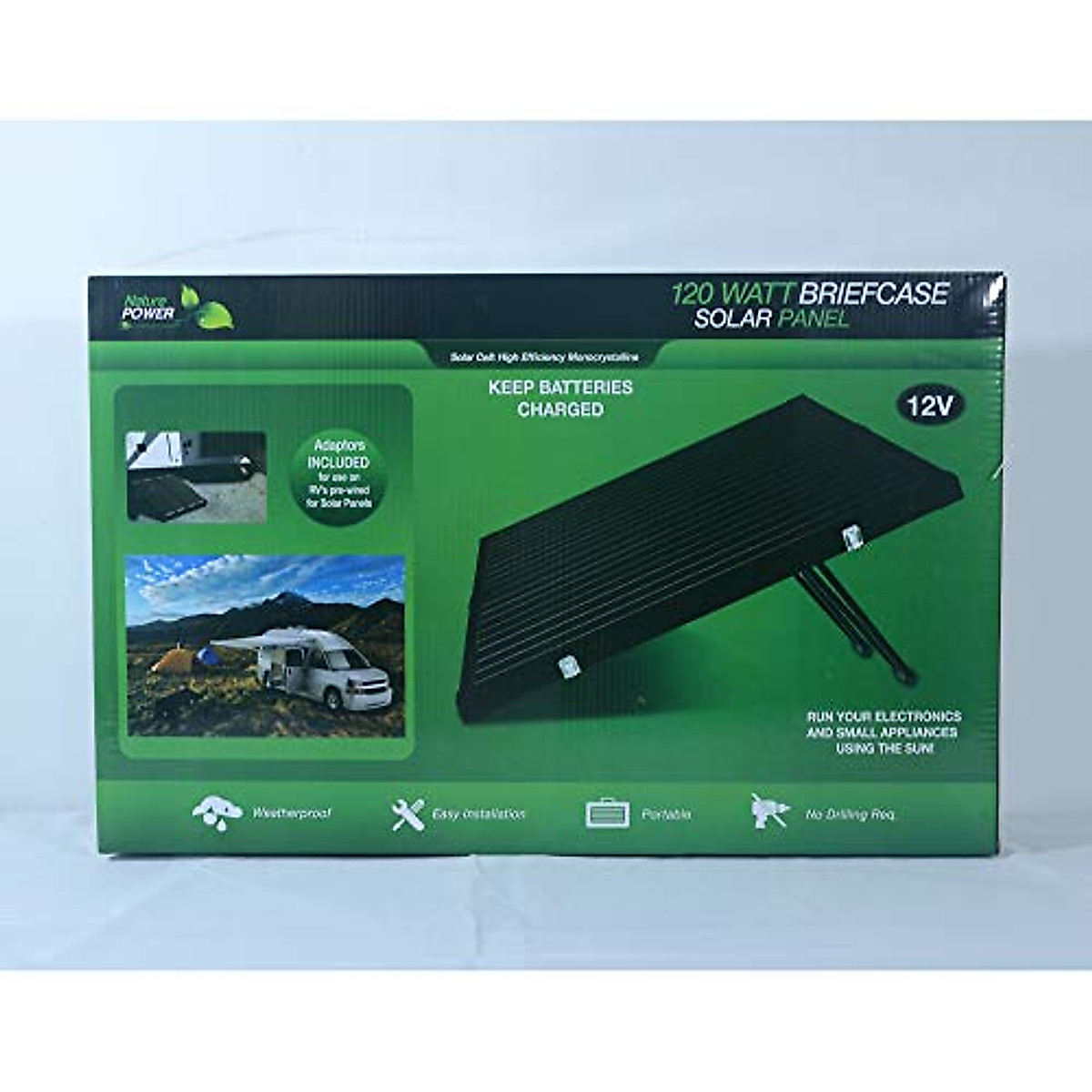 Nature Power 55702 120W Portable Briefcase Solar Panel, Black