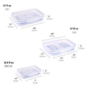 Set of 3/6 Hermetic Plastic Food Storage Containers Airtight Stackable Leakproof – Deli Meal Prep Container for Fridge - Ideal for Fruits, Bacon, Cheese, Veggies, and More - BPA Free (Blue x 6)