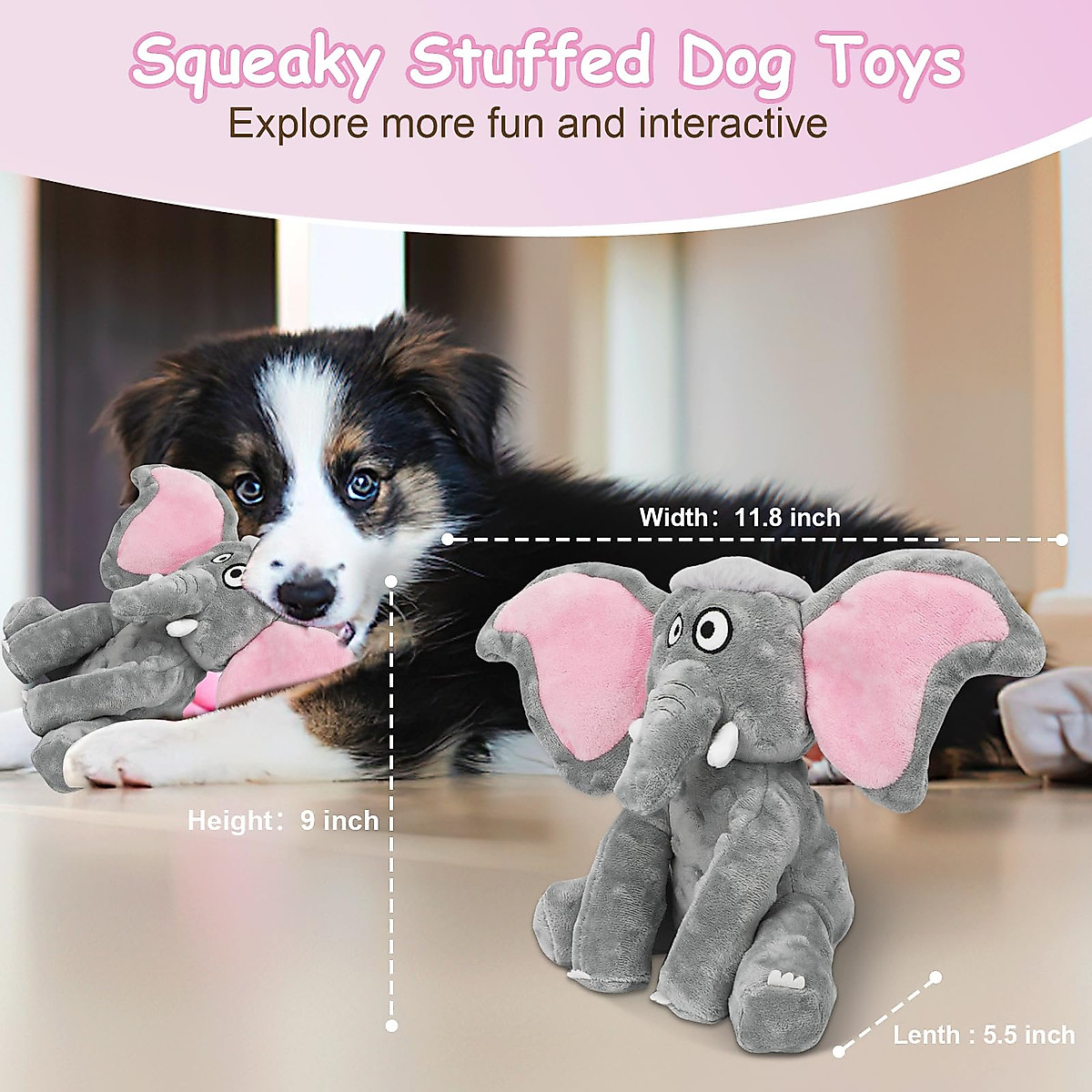 Letsmeet Plush Large Dog Toys with Squeaker and Crinkle Paper, Interactive Puppy Chew and Teeth Cleaning Toy, Pet Toys for Small, Medium and Large Dogs