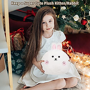Achwishap Cute Rabbit Plush Pillow 11.8", Squishy Bunny Pillow, Sleeping Hugging Pillows, 3D Cony Shaped Back Pillow, Beloved Gifts at Birthday (White Rabbit, 11.8in)