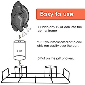 RUSFOL Double Beercan Chicken Rack with a Silicone Oil Brush, Stainless Steel Twin Chicken Stand for Smoker and Grill,Cook 2 Chicken Together