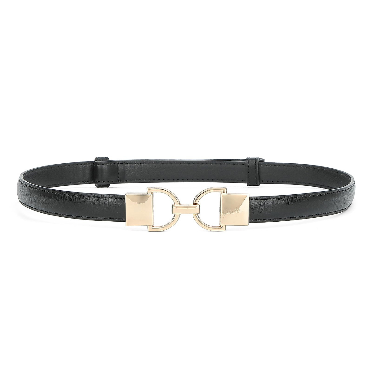 HOTWILL Women Skinny Belts for Dress Thin Waist Belt with Gold Buckle Adjustable Slim Belts 0.78" Width Black Small