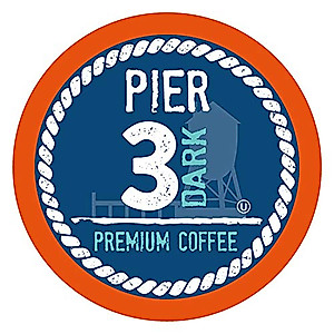 Pier 3 Dark Roast Coffee Pods, Compatible with 2.0 K-Cup Brewers, 100 Count