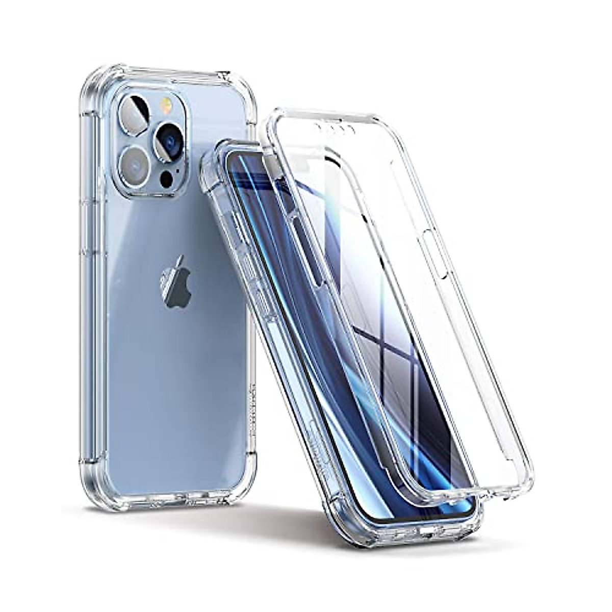 SURITCH for iPhone 13 Pro Clear Case 6.1" (Only), [Built-in Screen Protector] Full Body Protective Hard Shell+Soft TPU Phone Case for iPhone 13 Pro -(Full Clear)
