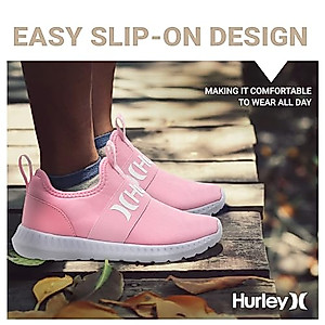 Hurley Camby Kids Slip On Canvas Sneakers – Low Cut Skateboarding Shoes for Kids, Running, Walking, Breathable Sports Shoes for Boys and Girls, Pink