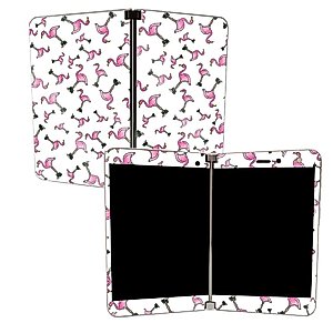 MightySkins Glossy Glitter Skin for Microsoft Surface Duo - Cool Flamingo | Protective, Durable High-Gloss Glitter Finish | Easy to Apply, Remove, and Change Styles | Made in The USA