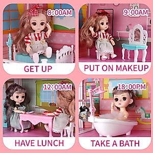 HCFJEH Dollhouse Play House for Girl, Doll House with Lights & Two Dolls & Furniture Accessories, Toddler DIY Princess House Playhouse Pretend Set Toy, Birthday Gift for 3 4 5 6 7 Year Old(11 Room)