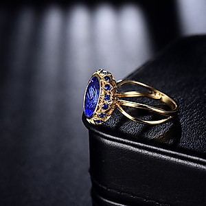 Lanmi 14K White/Rose/Yellow Gold Natural AAAA Blue Tanzanite Diamonds Rings Band Engagement Wedding for Women Promotion