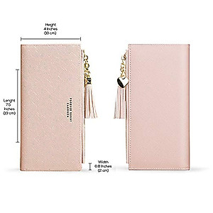 Wallets for Women Leather Cell Phone Case Holster Bag Long Slim Credit Card Holder Cute Minimalist Coin Purse Thin Large Capacity Zip Clutch Handbag Wallet for Girls and Boys Ladies (Black)