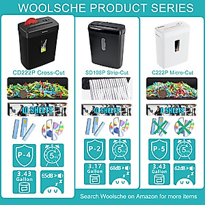 Woolsche Paper Shredder - 10-Sheet Cross Cut with 3.43-Gallon Basket - P-4 Security Level - 3-Mode Design - Shreds CD and Credit Card - Durable, Fast, and Jam Proof for Home Office (ETL Certified)