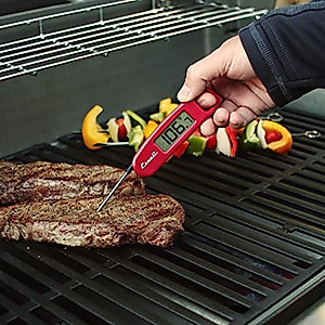 Escali Compact Portable Meat Candy Folding Digital Thermometer, Backlit Display Easy to Storage with Magnet, Red