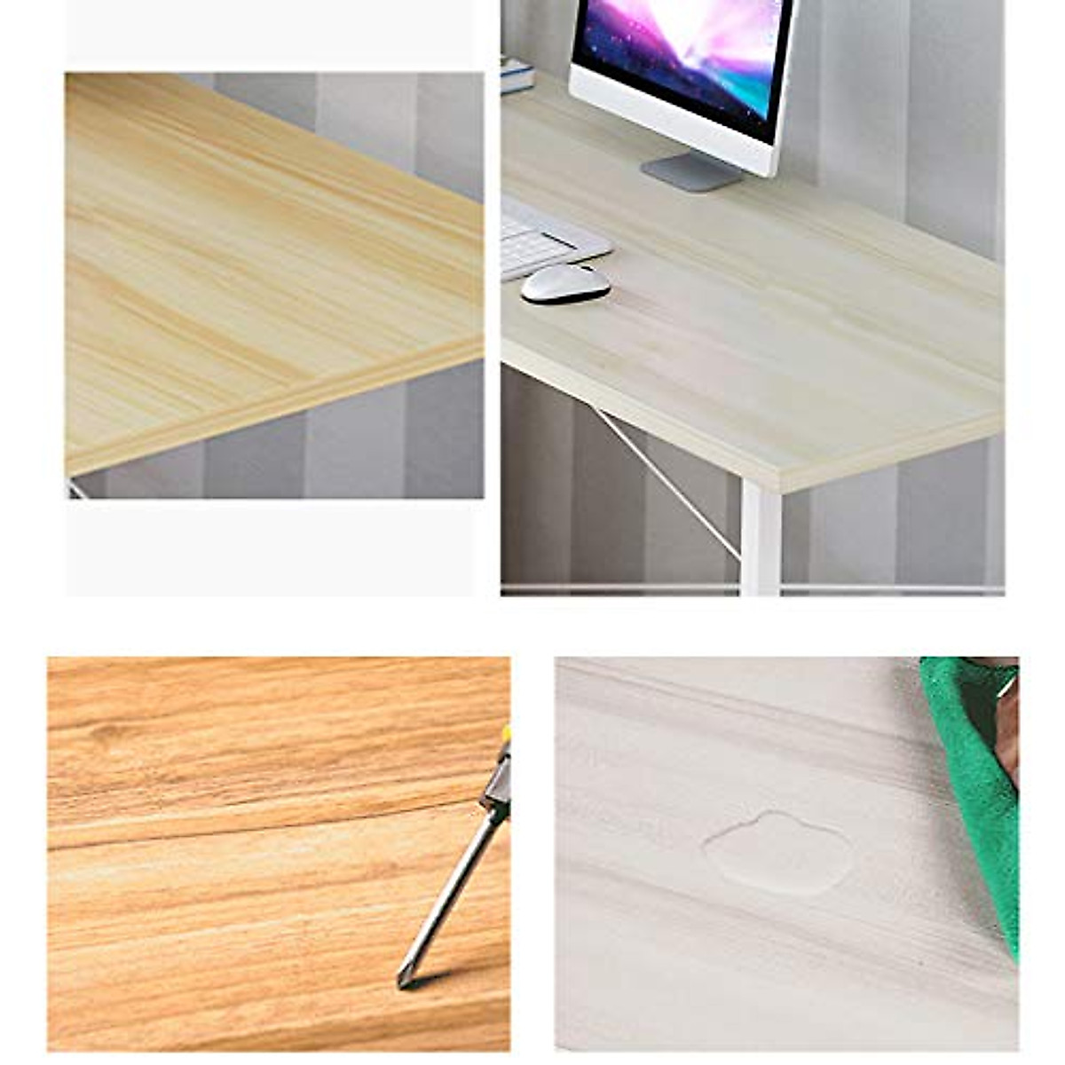 Multipurpose Computer Desk with 4 Tier Bookshelves,Modern Writing Table Home Office Desk,Compact Gaming Desk Pc Laptop Table Workstation