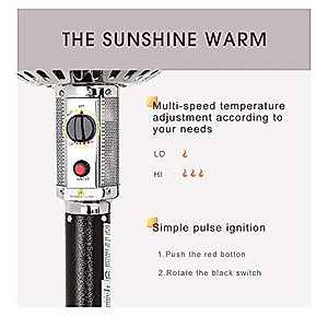 Patiomore Outdoor Propane Heater Patio Tall Standing Heater, 48000 BTU, Smooth Black