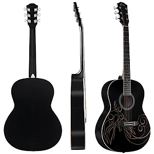 WINZZ AF227A 39 Inches Concert Acoustic Acustica Guitar with Full Kit, Delicate Vine
