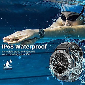 AWEI  Smart Watch for Men Women(Answer/Make Calls), 1.45" HD Touch Screen Fitness Watch with Sleep Heart Rate Monitor, 100+Sports Modes, IP68 Waterproof Activity Trackers Compatible with Android iOS