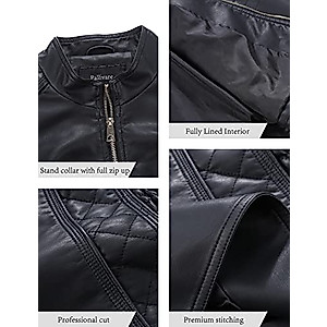 Pallivare Women's Faux Leather Jacket Zip Up Slim Fitted Moto Casual Short Coat for Women Fall Winter