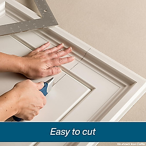 Genesis 2ft x 2ft White Antique Ceiling Tiles - Easy Drop-in Installation – Waterproof, Washable and Fire-Rated - High-Grade PVC to Prevent Breakage - Package of 12 Tiles