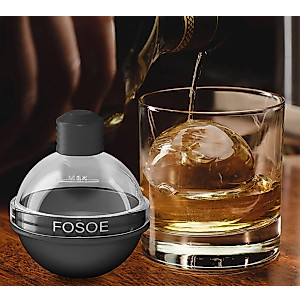 Silicone Ice Ball Molds for Whiskey - Set of 4 Round Makers with Lids for Cocktails, Bourbon, and Drinks